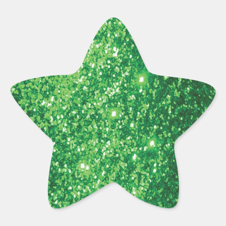 Glittery Green Star Sticker | Zazzle