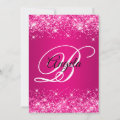 Glittery Hot Pink Raspberry Monogram 50th Birthday Invitation | Zazzle
