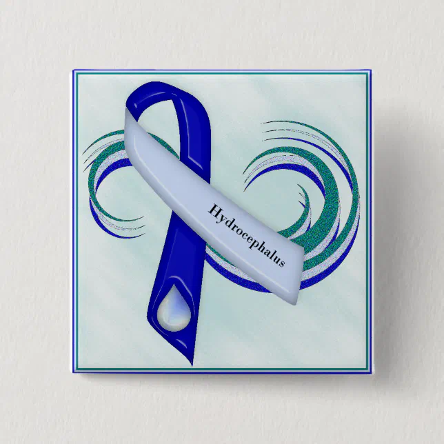 Glittery Hydrocephalus Ribbon Button | Zazzle