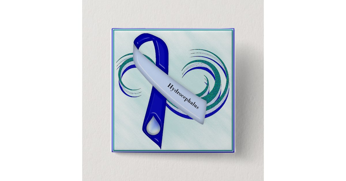 Glittery Hydrocephalus Ribbon Button | Zazzle