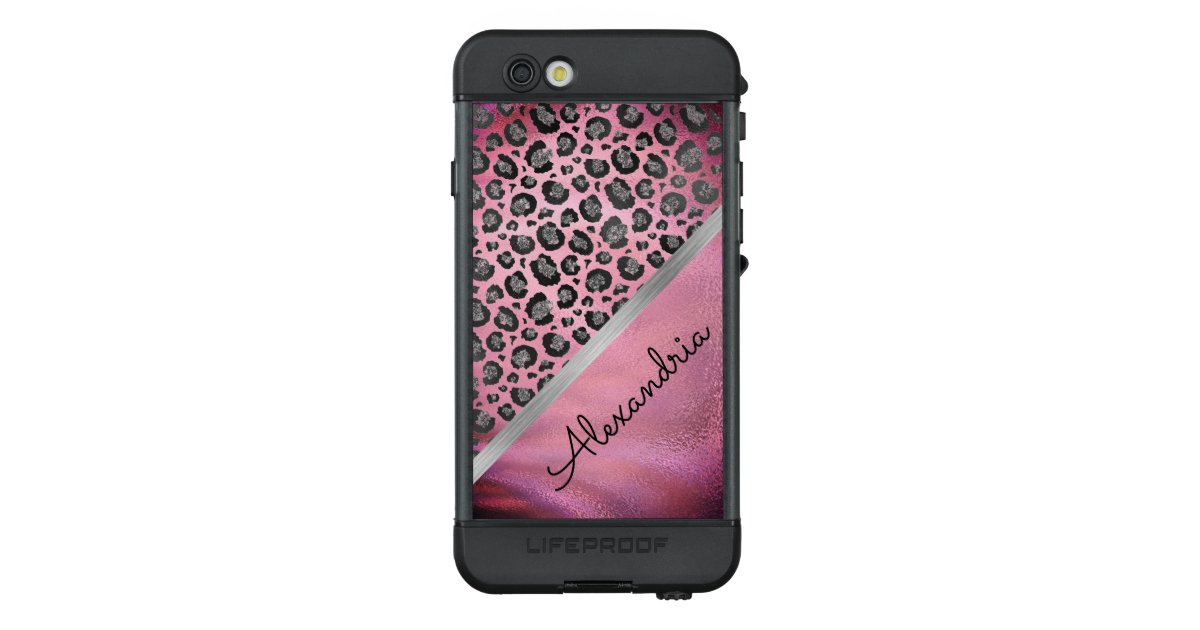 Glittery Leopard Print on Hot Pink Personalized LifeProof iPhone Case ...