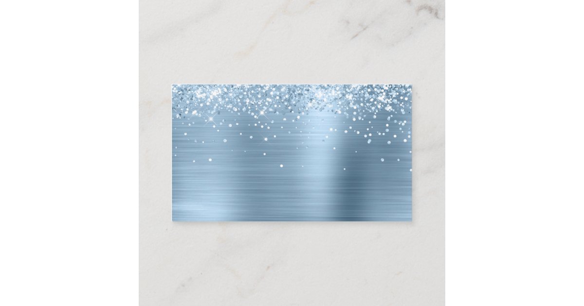 Glittery Light Blue Foil Blank Place Card | Zazzle