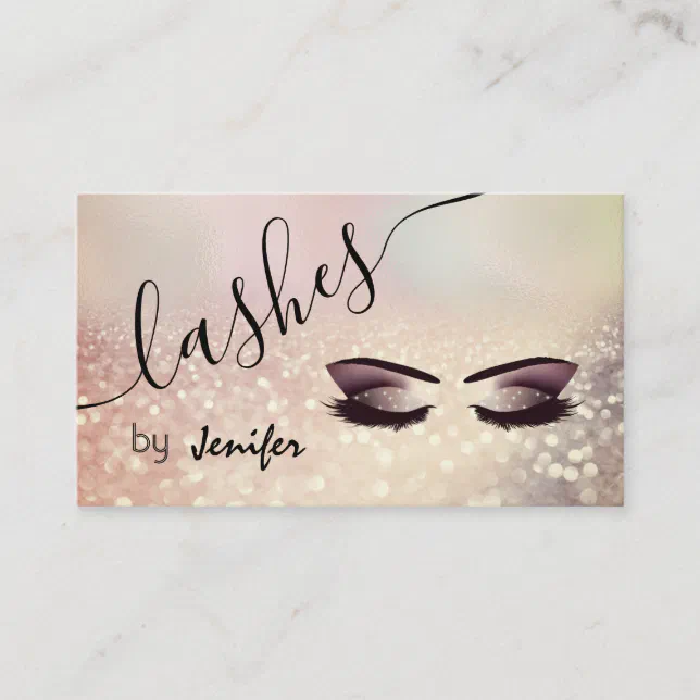 Glittery luxury makeup eyes calligraphy business card | Zazzle