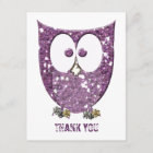 Owl Thank You Card Note Purple | Zazzle.com