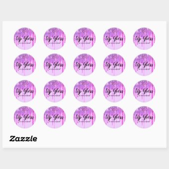Glittery Purple Drips Lip Gloss Business Classic Round Sticker | Zazzle