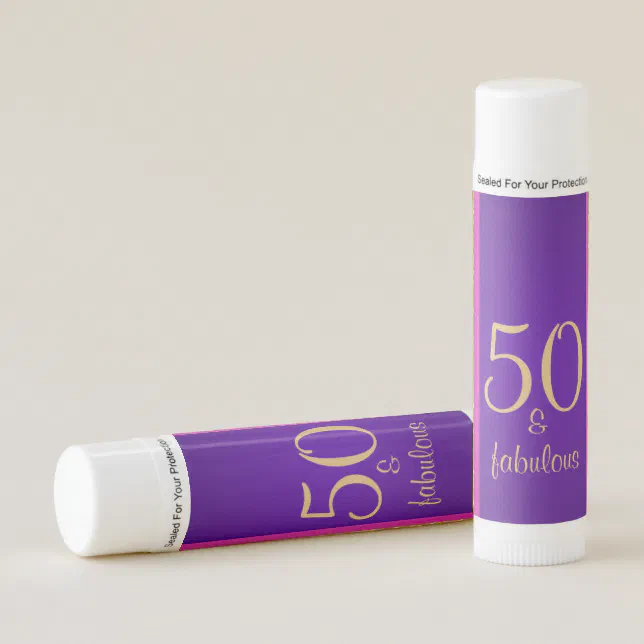 Glittery Purple Pink | 50 & Fabulous 50th Birthday Lip Balm | Zazzle