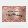 Glittery Rose Gold Foil 18th Birthday Welcome Acrylic Sign | Zazzle