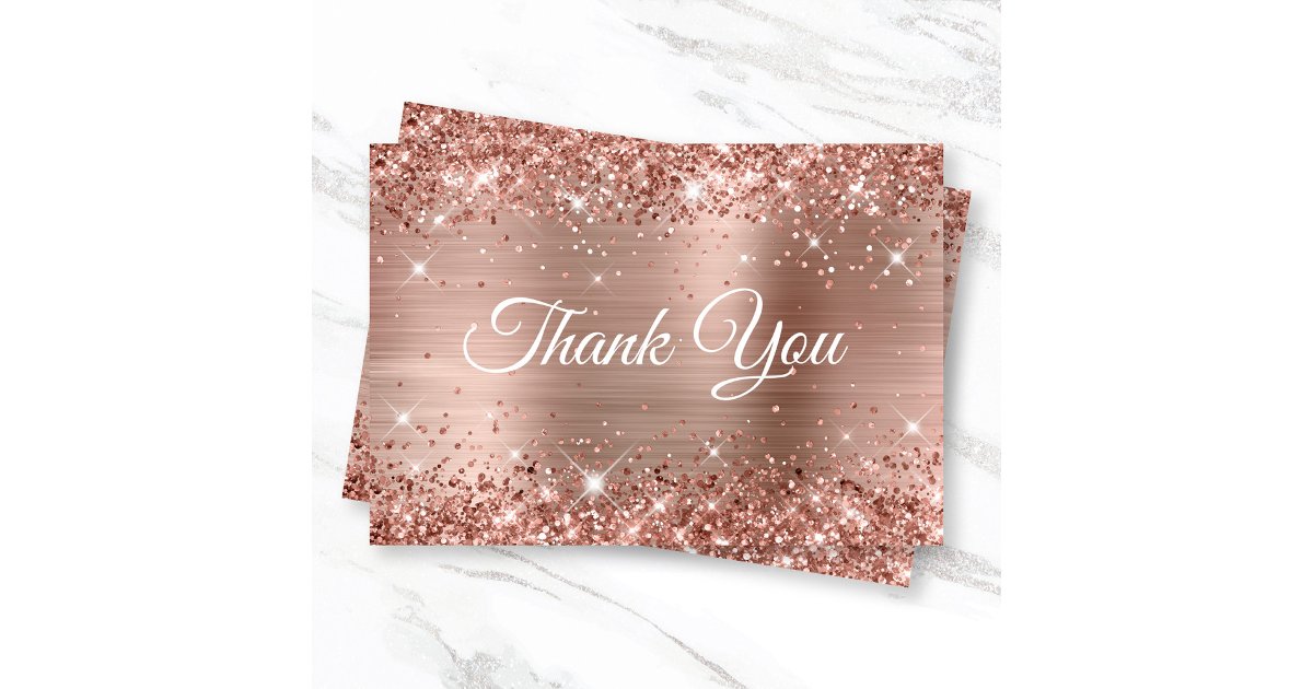 Glittery Rose Gold Foil 21st Birthday Thank You Card | Zazzle