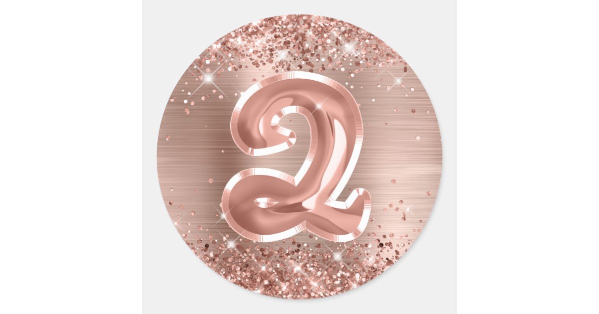 Glittery Rose Gold Foil Number 2 Birthday Classic Round Sticker | Zazzle