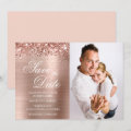 Glittery Rose Gold Foil Photo Save The Date | Zazzle