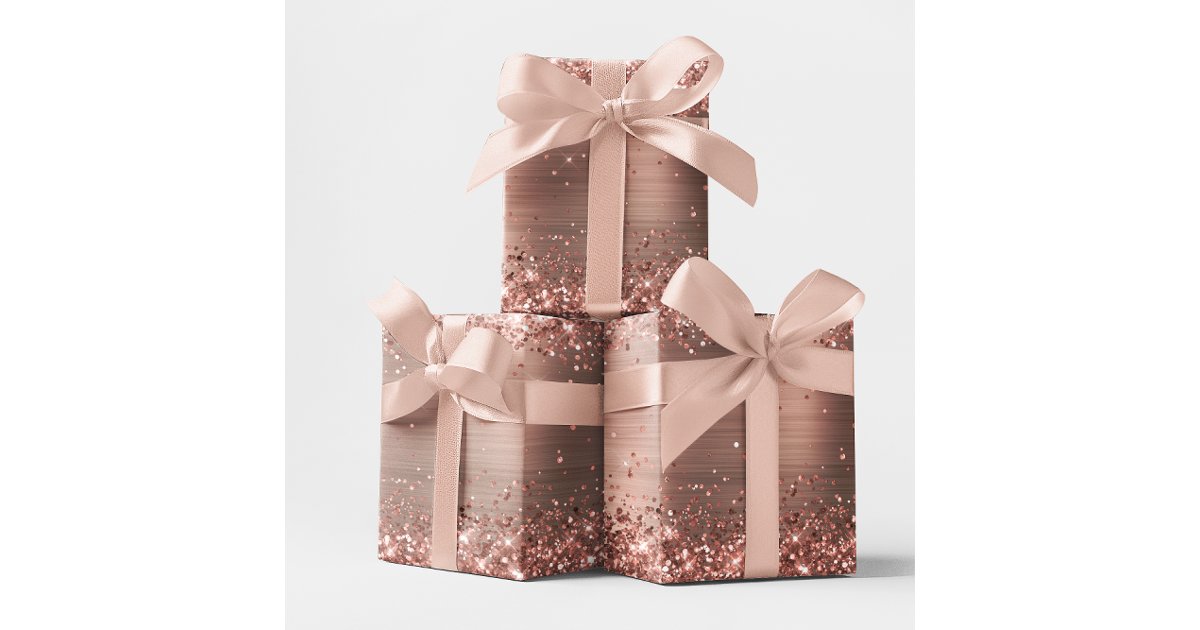 Glittery Rose Gold Ombre Foil Wrapping Paper Sheets | Zazzle