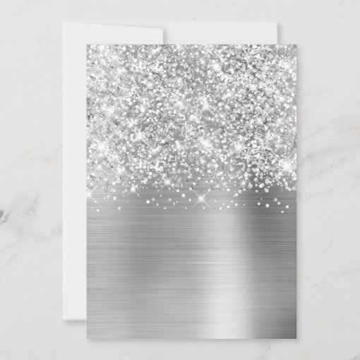Glittery Silver Glam Number 60th Birthday Invitation | Zazzle