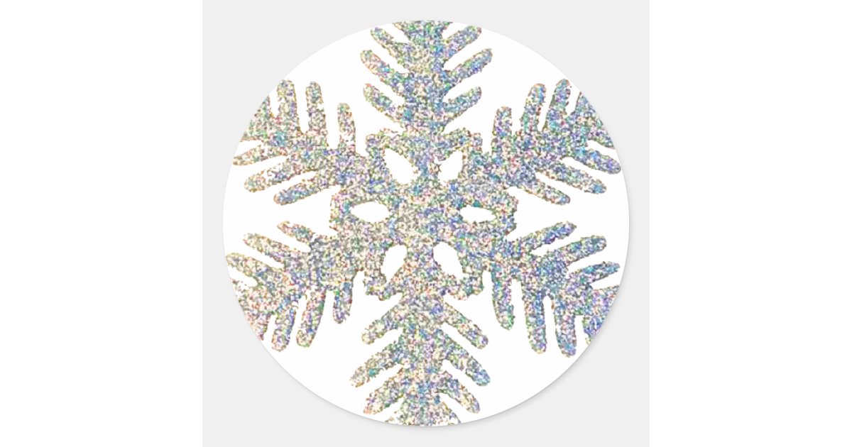 Glittery Snowflake Classic Round Sticker | Zazzle