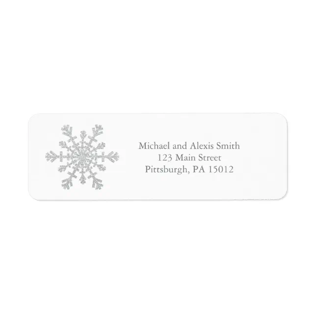Glittery Sparkle Silver Snowflake for Christmas Label | Zazzle