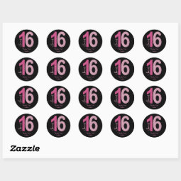 Glittery Sweet 16 Birthday Favor Stickers | Zazzle
