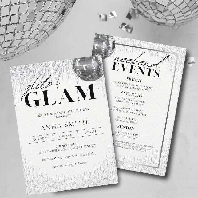 Glitz & Glam Bachelorette Party Invitation | Zazzle