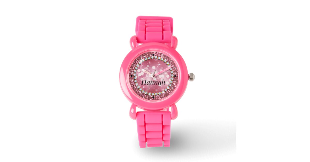 Glitz Glam Bling Glitter Pink Watch | Zazzle
