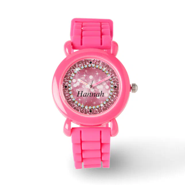 Glitz Glam Bling Glitter Pink Watch | Zazzle