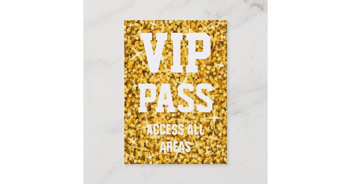 Glitz "Gold" 'VIP PASS' business card chubby | Zazzle.com