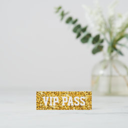 Glitz "Gold" 'VIP PASS' business card skinny | Zazzle
