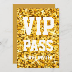Glitz "Gold" 'VIP PASS' invitation | Zazzle