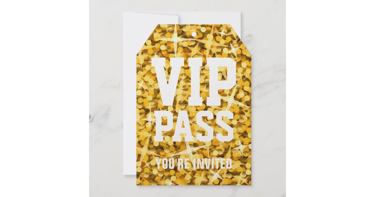 Glitz "Gold" 'VIP PASS' invitation tag | Zazzle