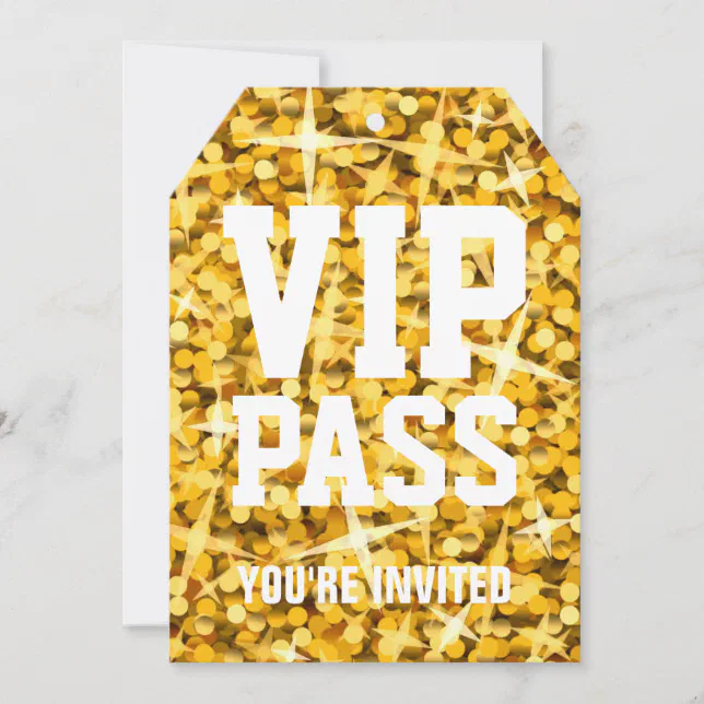 Glitz "Gold" 'VIP PASS' invitation tag | Zazzle