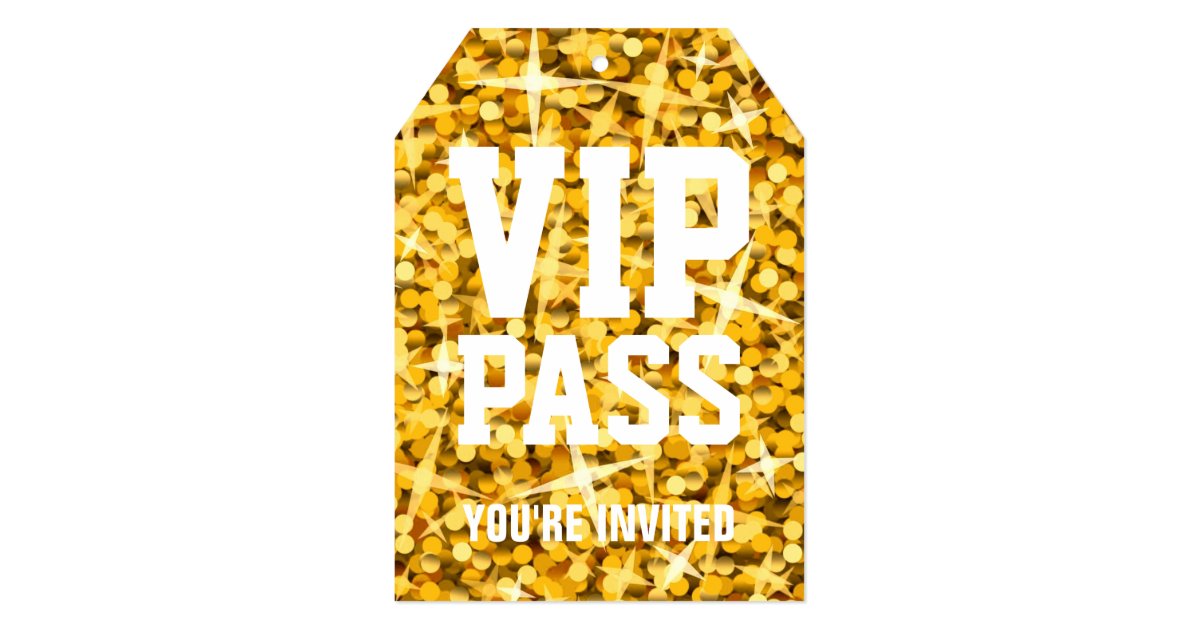 Glitz "Gold" 'VIP PASS' invitation tag | Zazzle.com