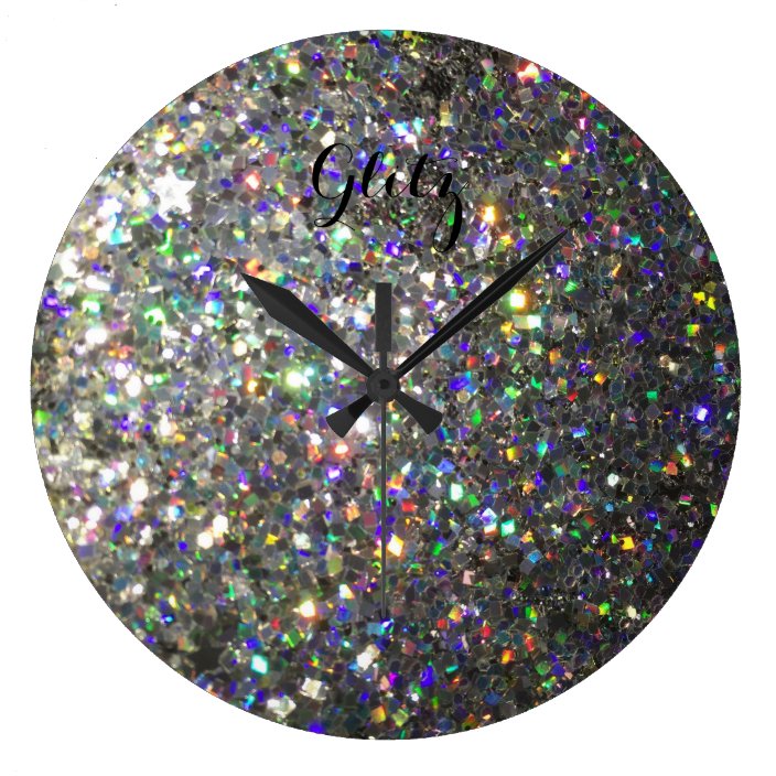 Glitz Hologram Glitter Wall Clock! Large Clock | Zazzle.com