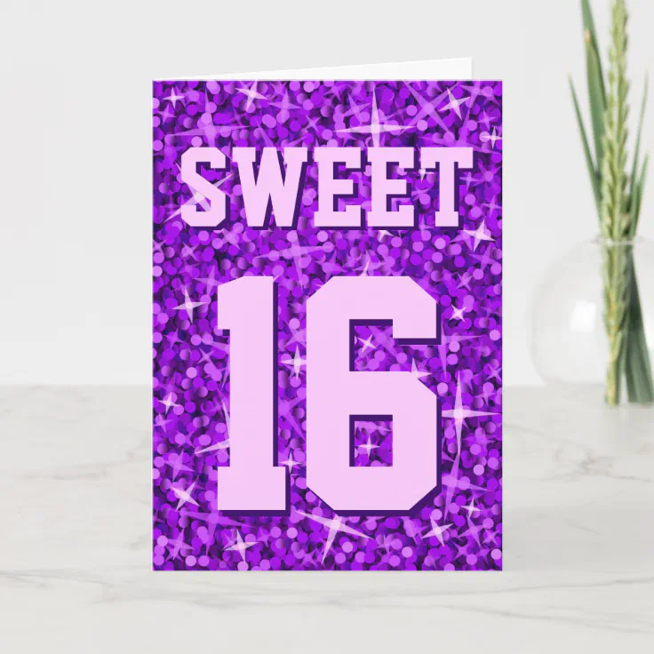 Glitz Pink 'Sweet 16' 'Happy Birthday' card | Zazzle