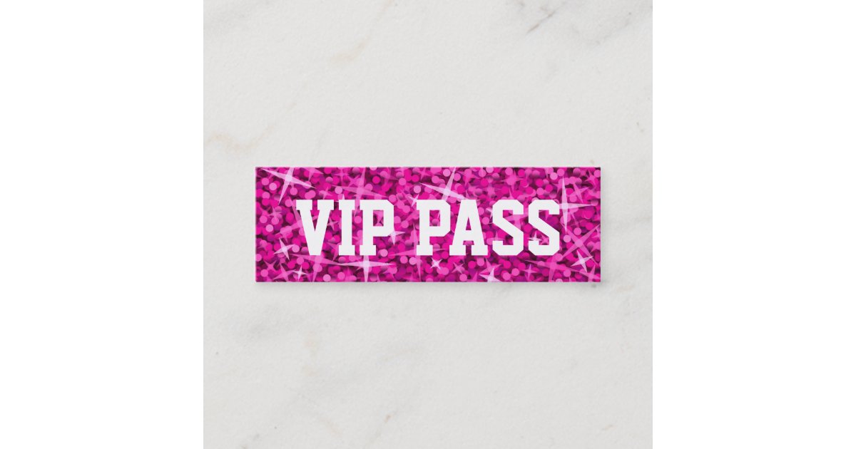 Glitz Pink 'VIP PASS' business card skinny | Zazzle