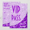 Glitz Purple curve "VIP Pass" invitation | Zazzle