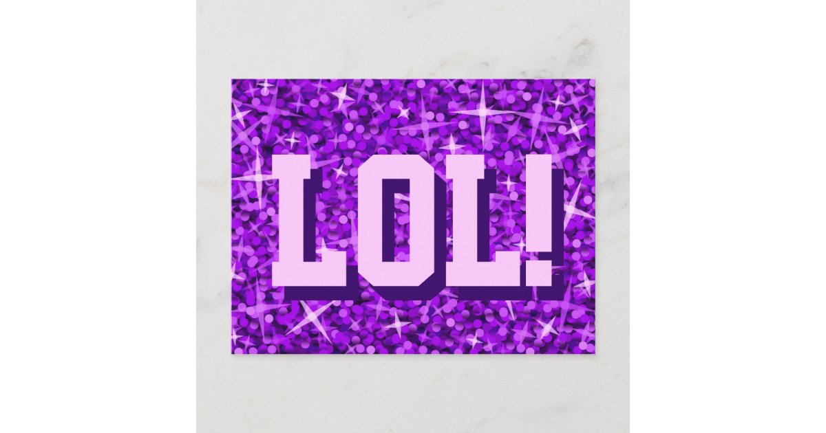 Glitz Purple 'LOL!' postcard | Zazzle