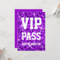 Glitz Purple 'VIP PASS' invitation | Zazzle
