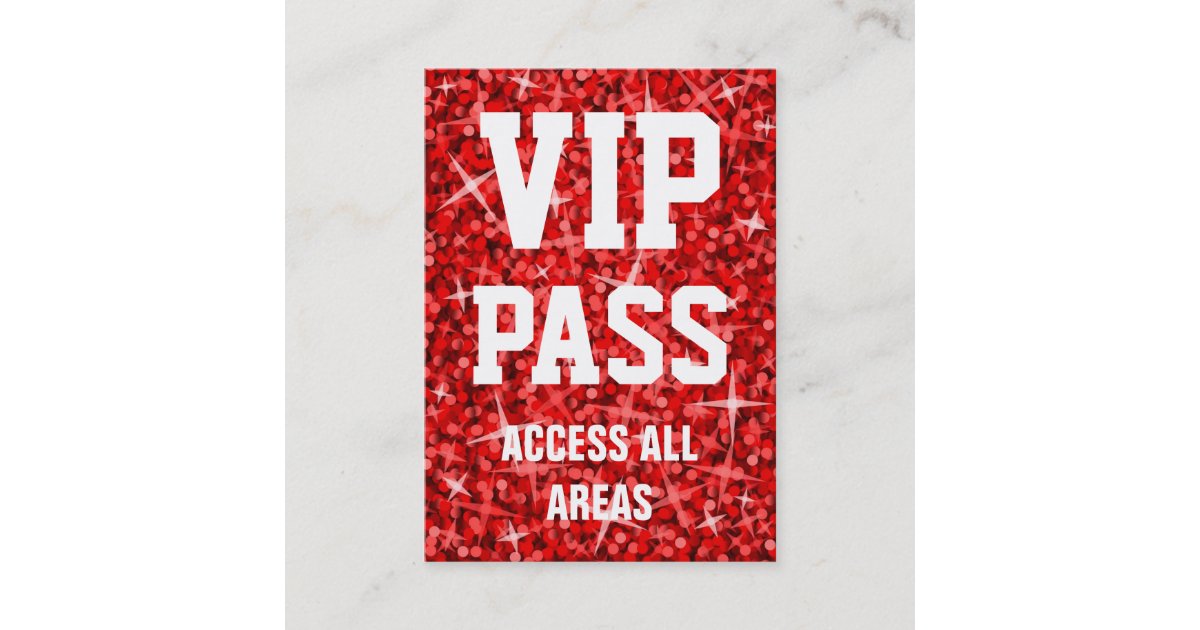 Glitz Red 'VIP PASS' business card chubby | Zazzle