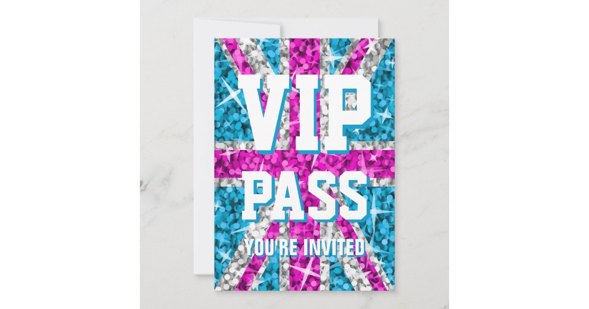 Glitz UK Pink 'VIP PASS' invitation | Zazzle