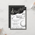 Glitzy Black & White Musical Notes Birthday Invitation | Zazzle