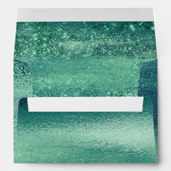 Glitzy Foil | Seafoam Faux Iridescent Green RSVP Envelope | Zazzle