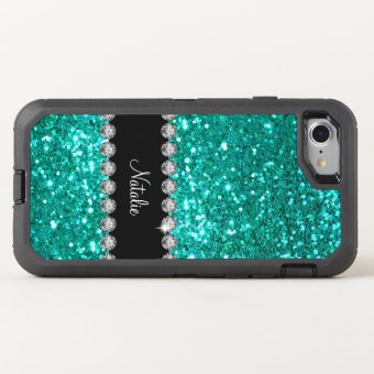 Glitzy Monogram Faux Glitter Otterbox iPhone Case | Zazzle