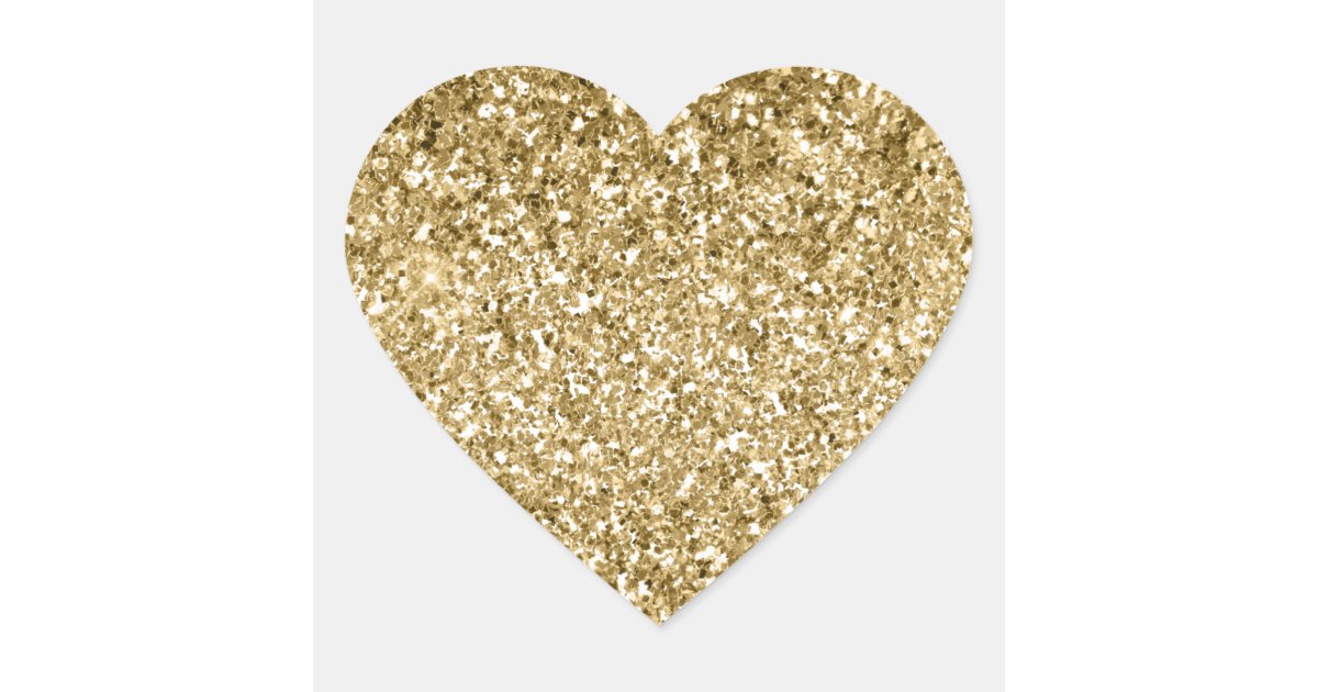 Glitzy Sparkle Gold Glitter Heart Sticker | Zazzle