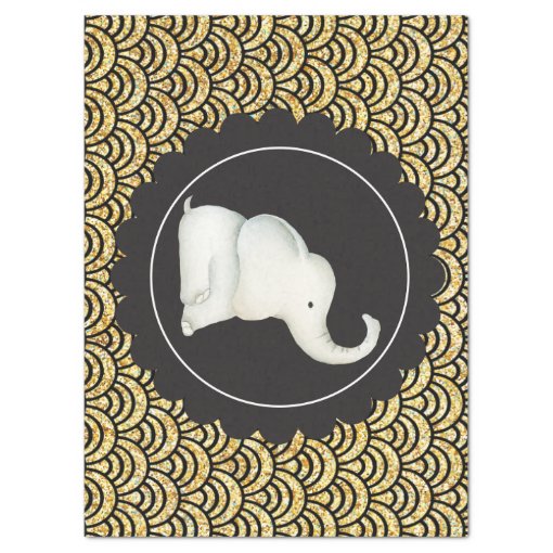 Glitzy white elephant Christmas party tissue Tissue Paper | Zazzle