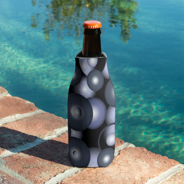 Global Concentric Circle Orbital Abstract Art Bottle Cooler | Zazzle
