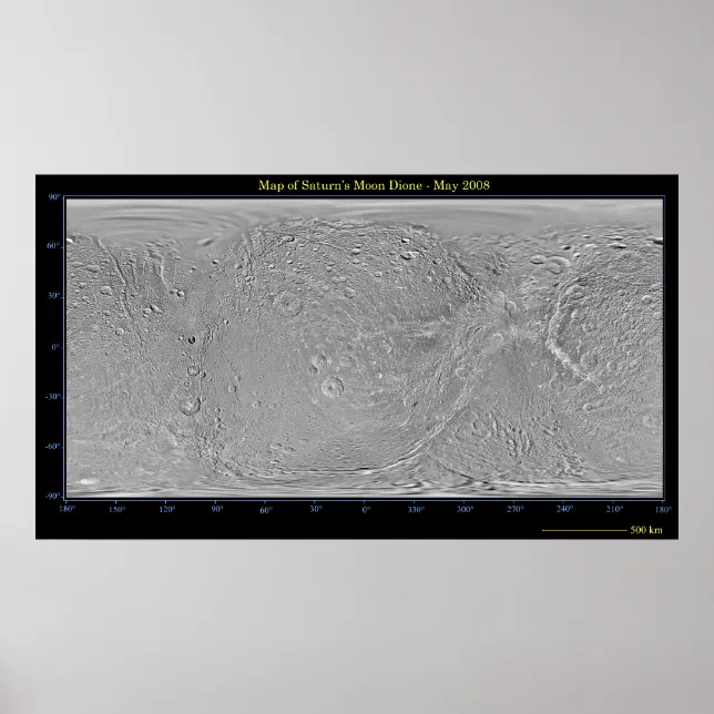 Global map of Saturn's moon Dione Poster | Zazzle