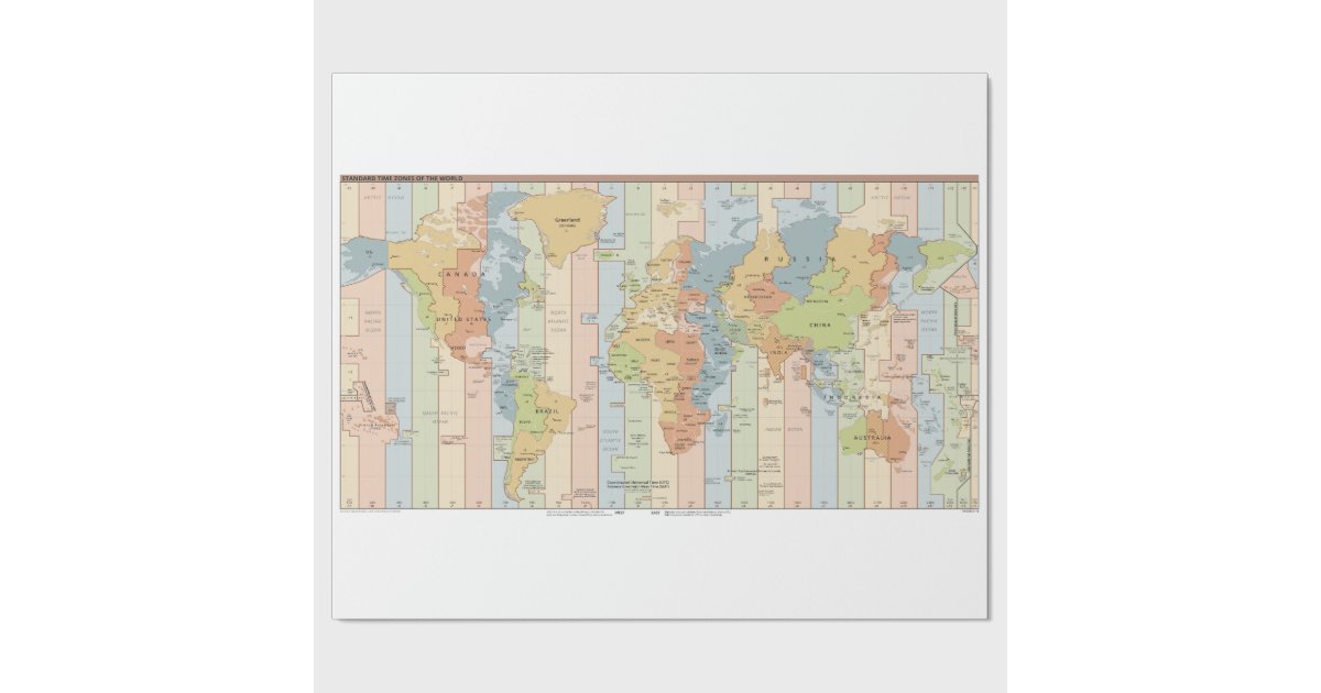 Global Map of Time Zones Wrapping Paper | Zazzle