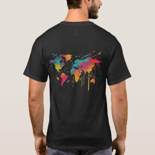 Global Palette Tee: Multicolor World Map Print T-Shirt | Zazzle