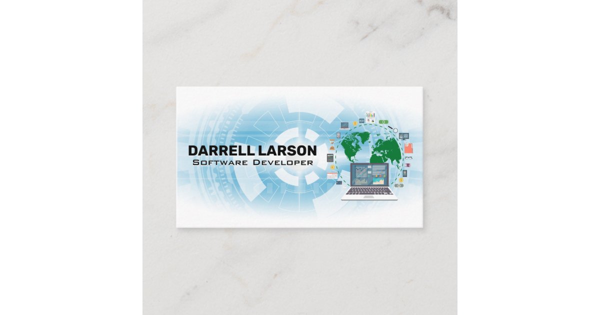 Global Tech | Computer | Engineer Business Card | Zazzle