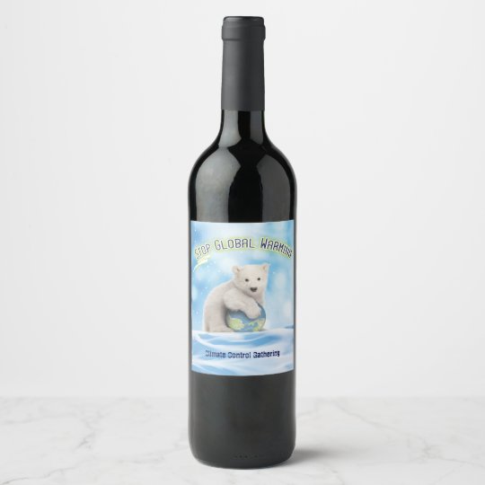Global Warming Polar Bear Custom Wine Label | Zazzle.com
