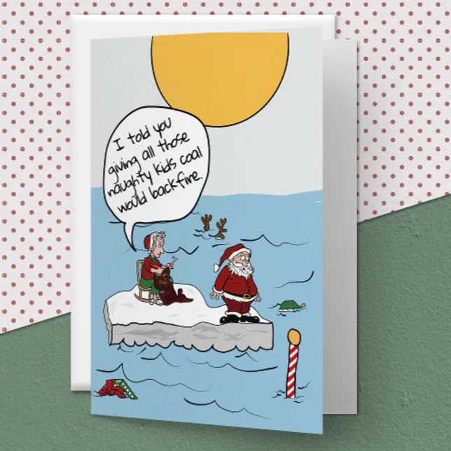 Global Warming Santas Climate Change Christmas Holiday Card | Zazzle