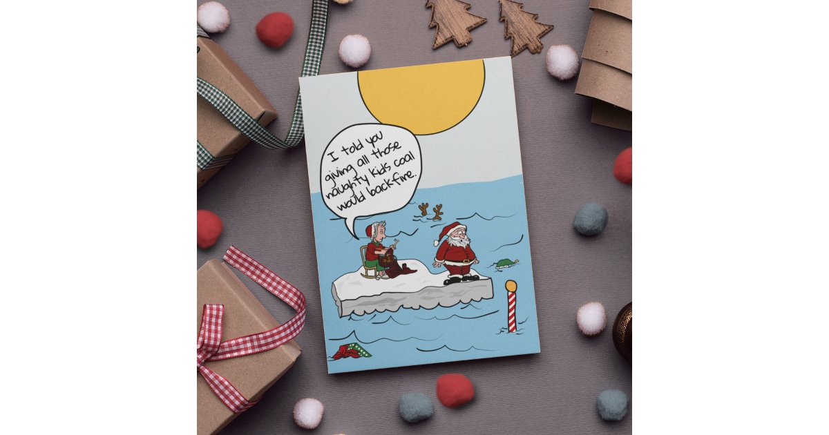 Global Warming Santas Climate Change Christmas Holiday Card | Zazzle