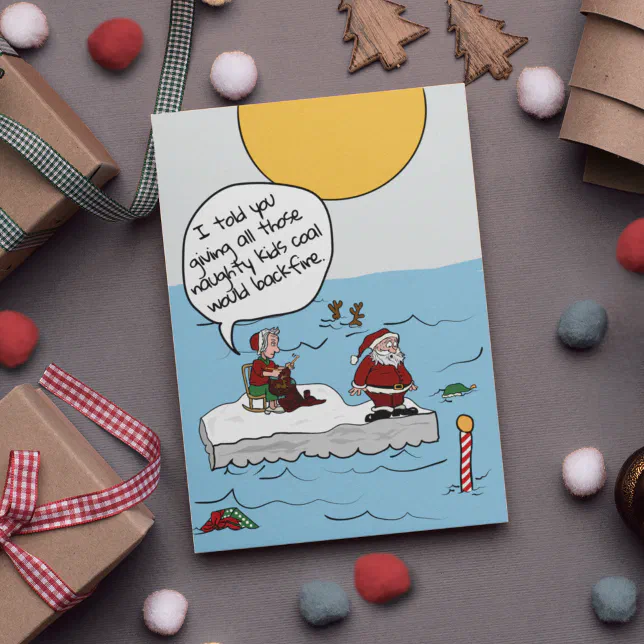 Global Warming Santas Climate Change Christmas Holiday Card | Zazzle
